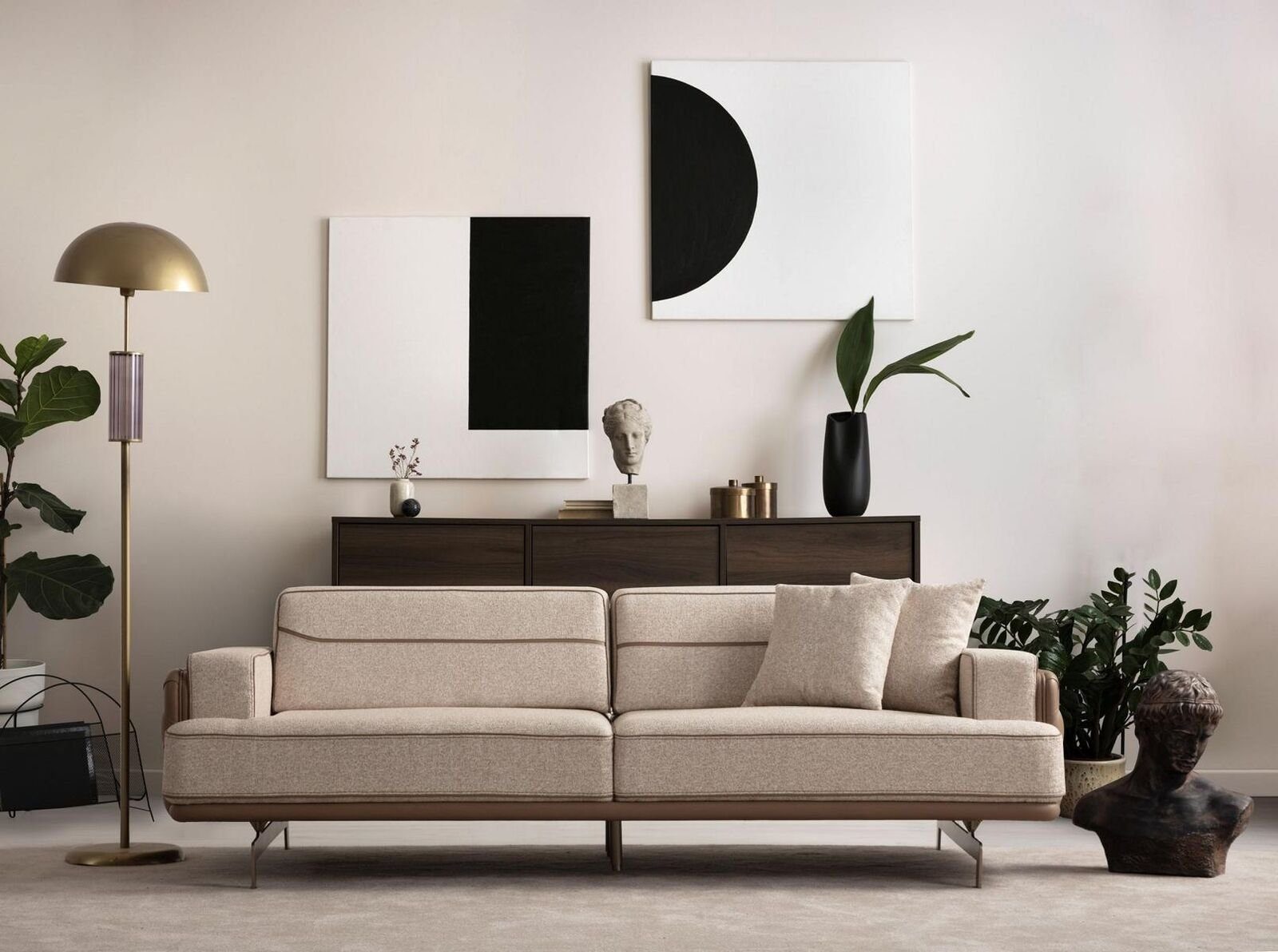 Jvmoebel 3 Sitzer Exklusives Beiges Sofa 3 Sitzer Moderne Möbel