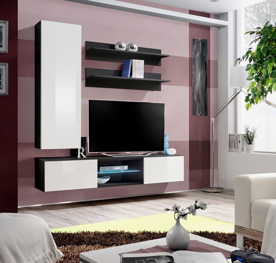 Jvmoebel Wohnzimmer Set Wohnzimmermöbel Set 4tlgwohnwand Wandschrank