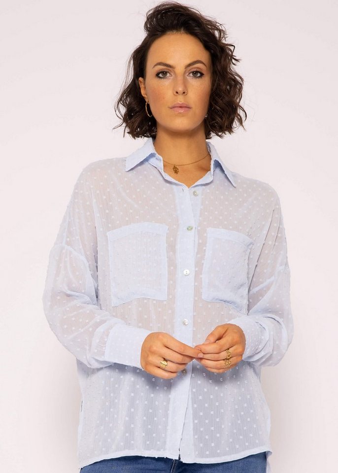 Sassyclassy Langarmbluse Oversize Bluse Damen Langarm Elegant