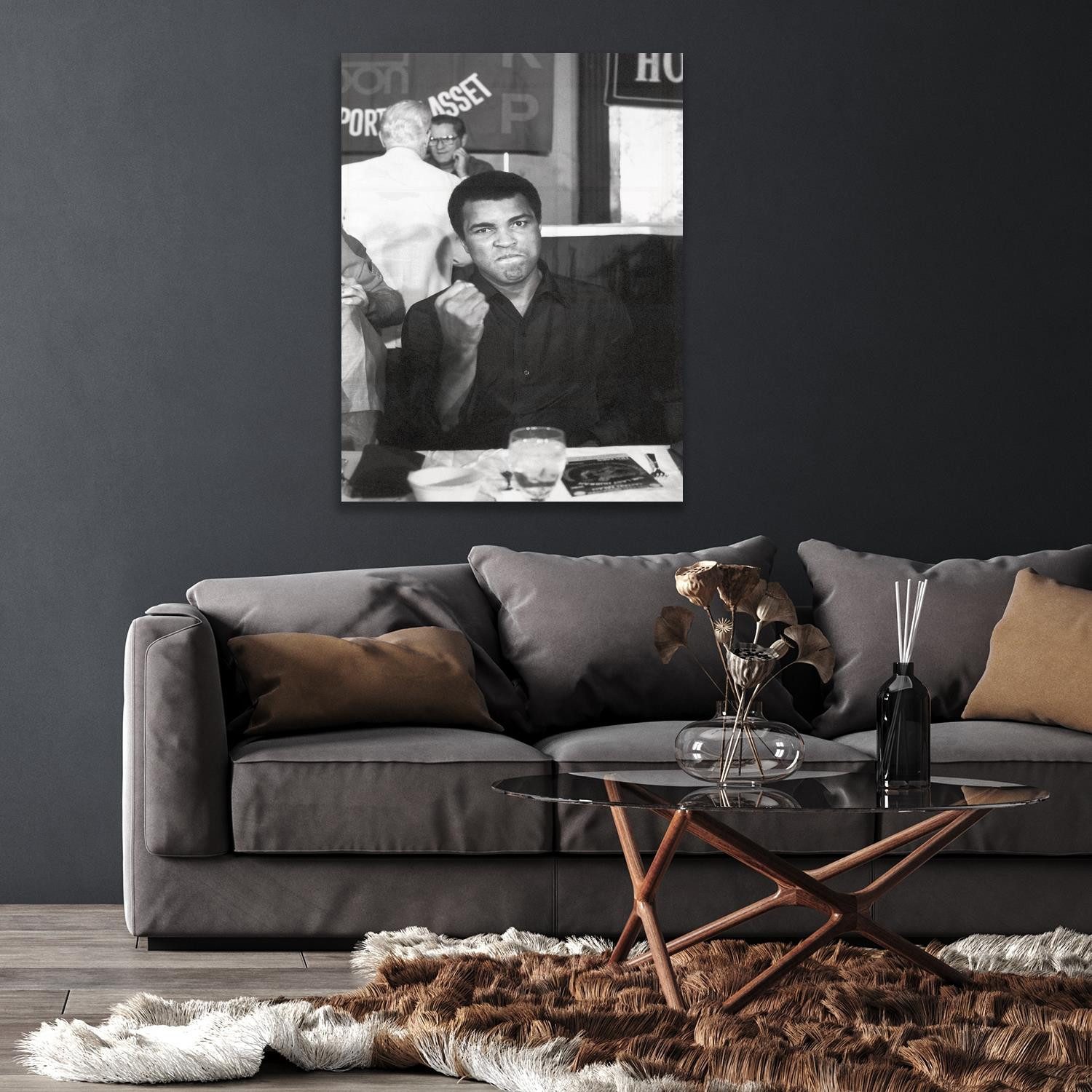 Queence Acrylglasbild Muhammad Ali Mann Schwarz Weiß Stars Fine Art