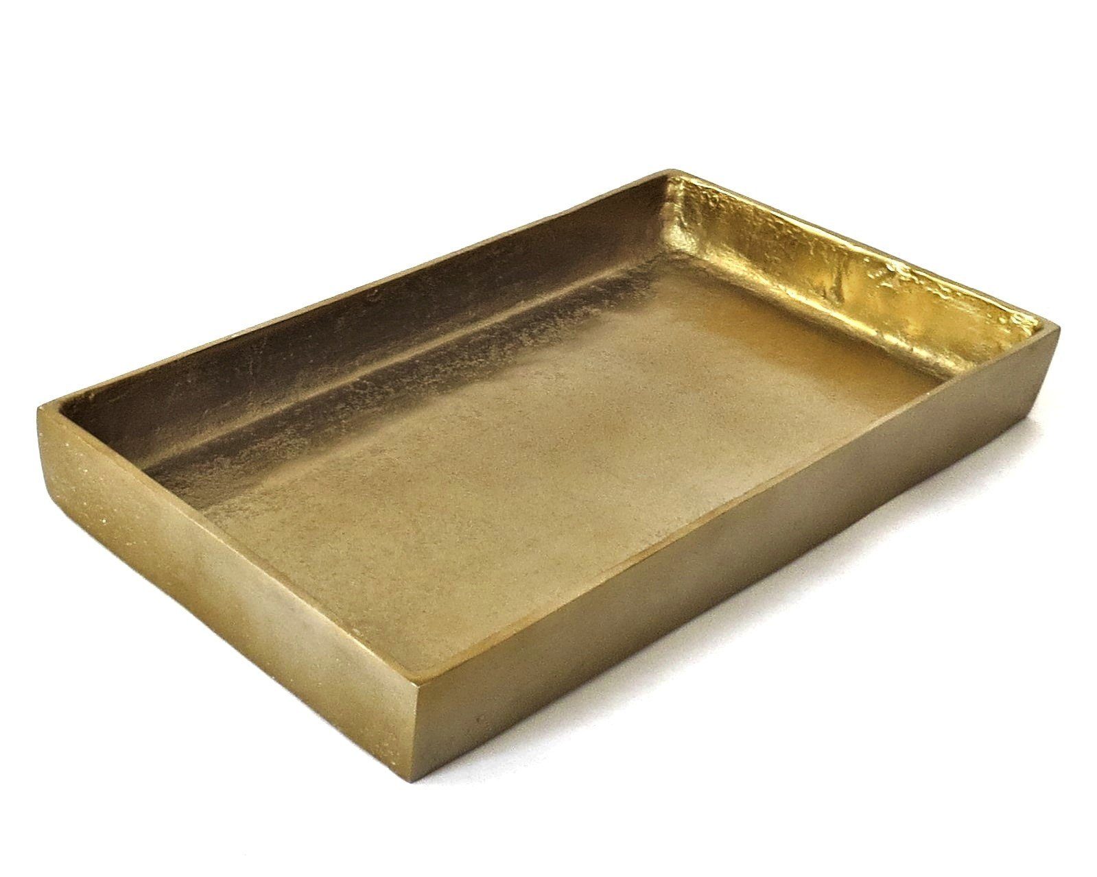 Dekotablett Tablett Schale Platte Deko Kerzen Gold Bronze Metall Rechteckig