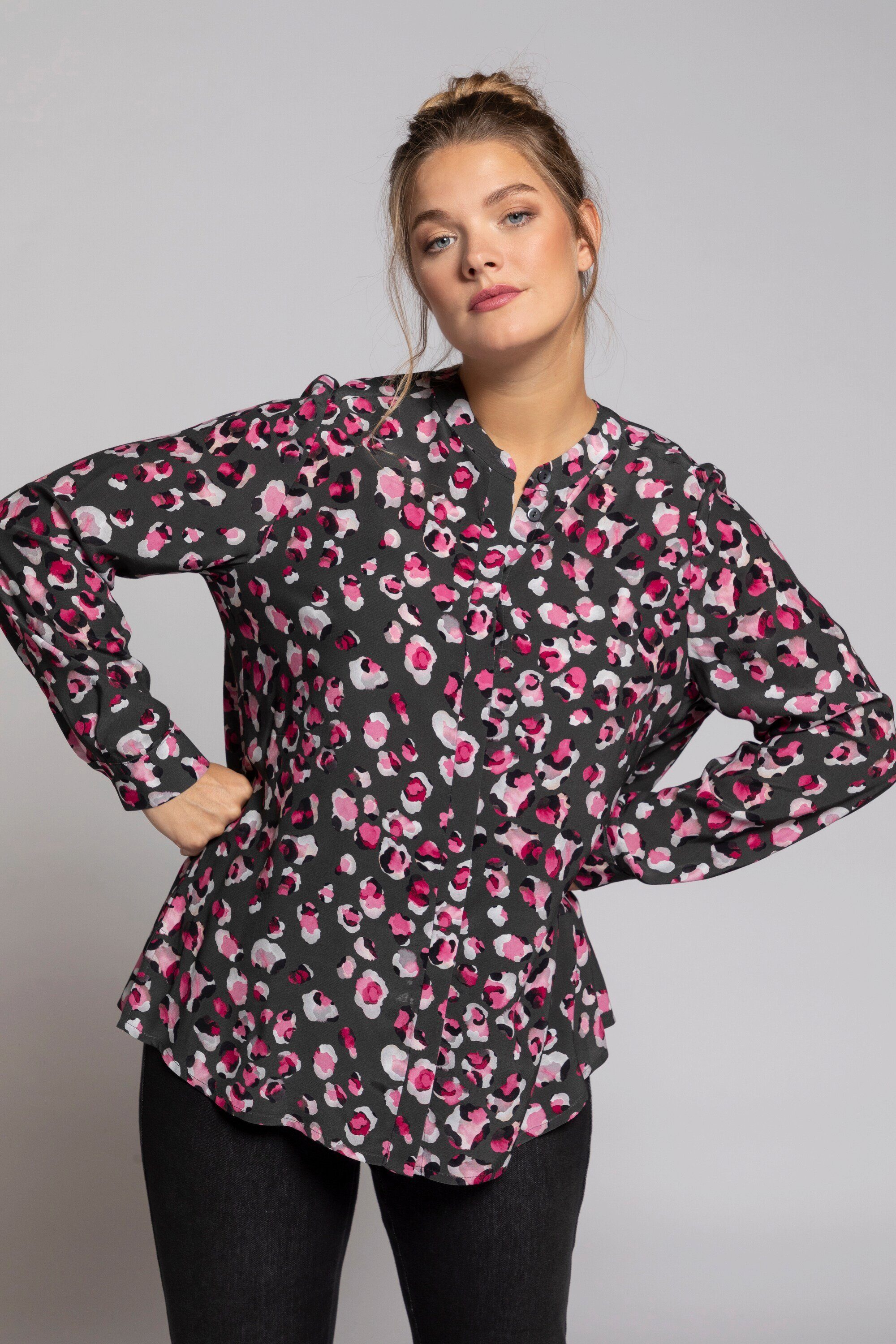 Ulla Popken Longbluse Bluse Color Leo Langarm Selection