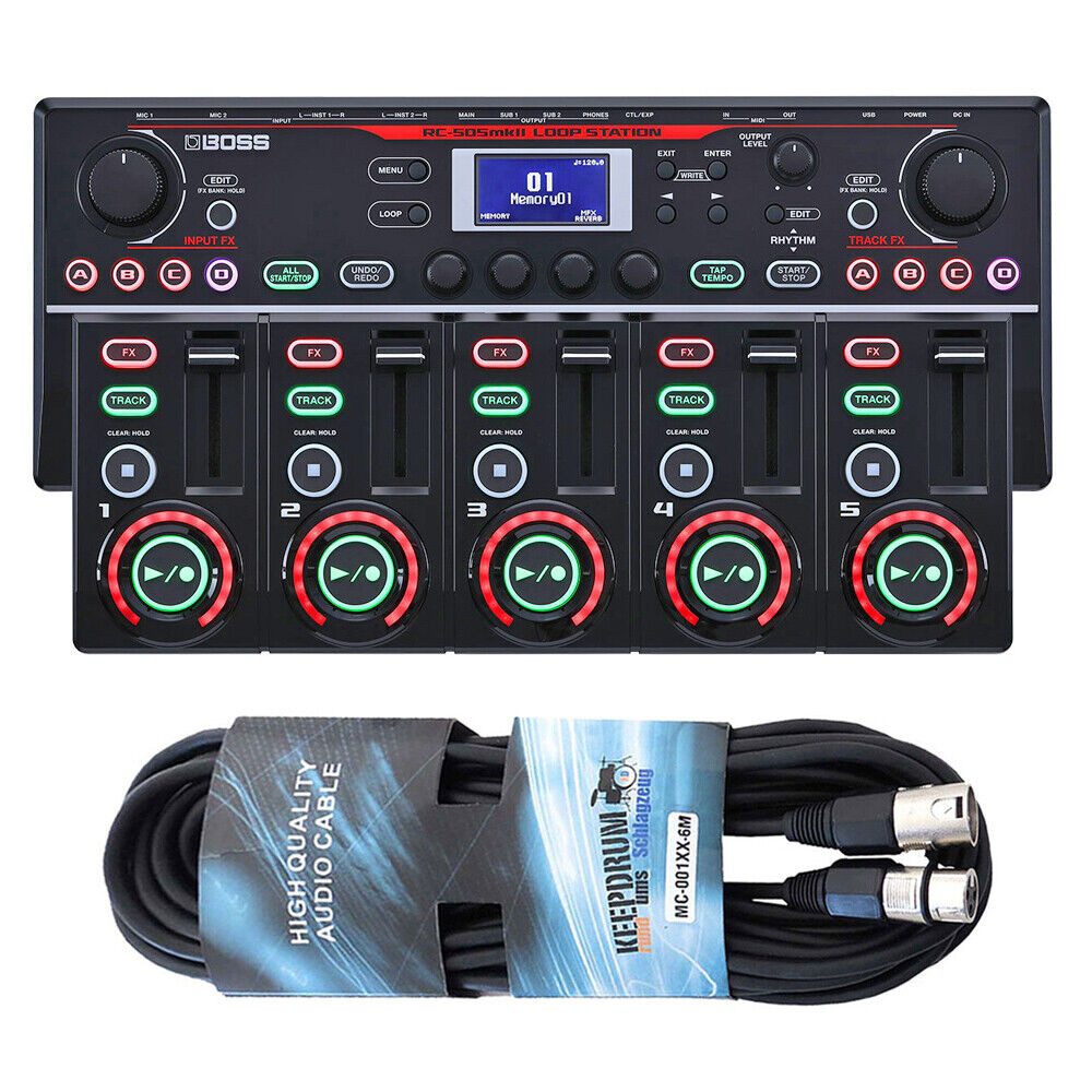 Roland Audio E-Gitarre Boss RC-505 Loop Station + keepdrum XLR-Kabel