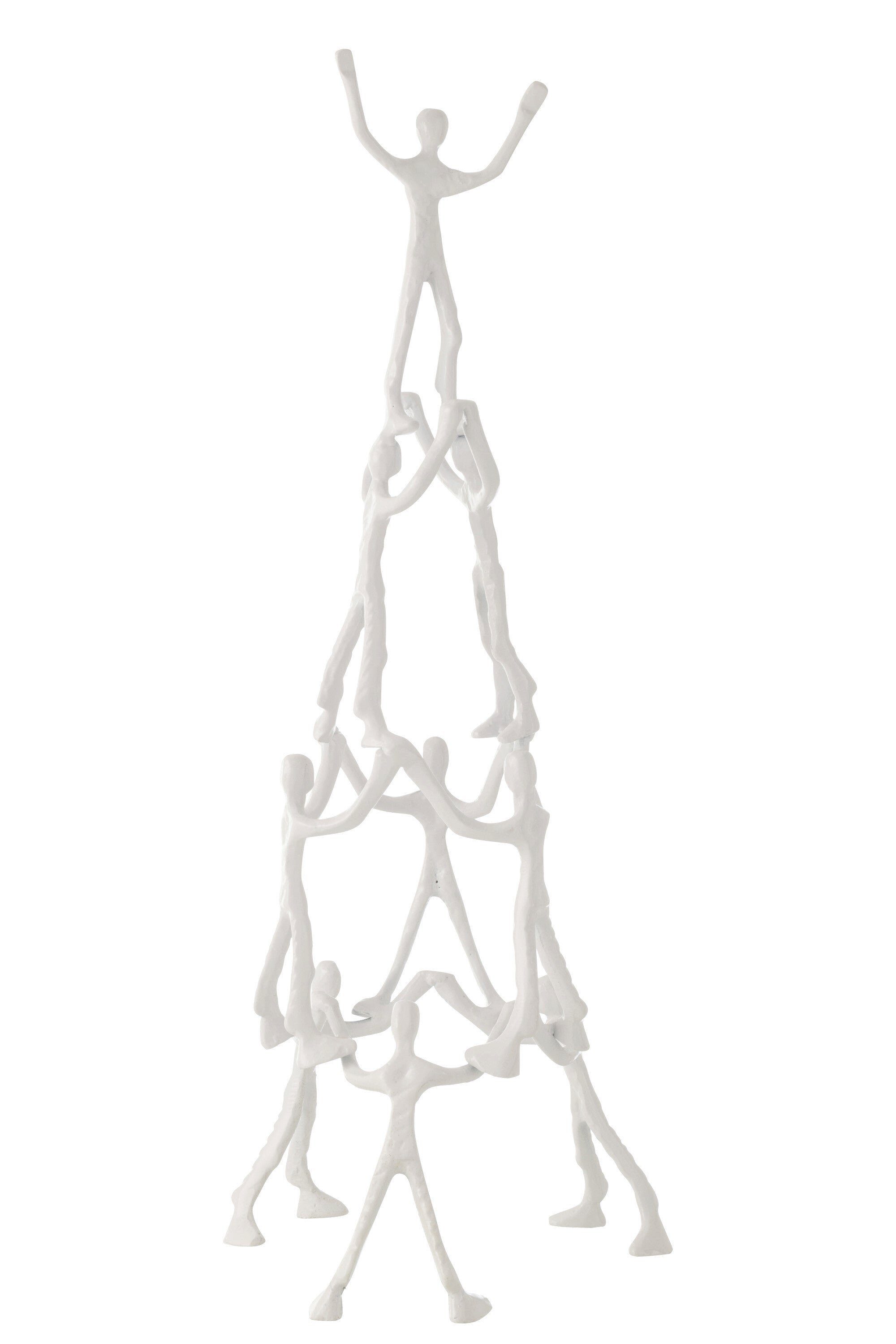 Gilde Dekoobjekt 2er Set Pyramide Figuren Aluminium Weiß Moderne