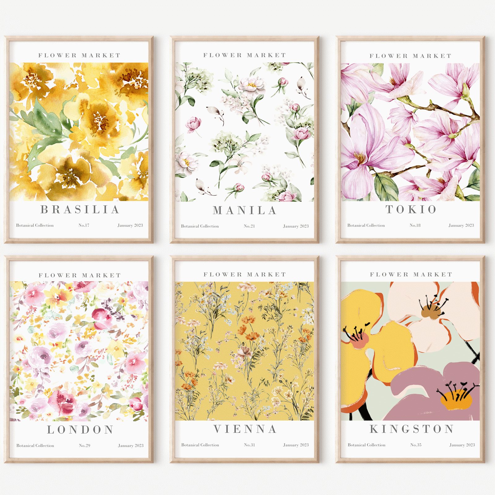 Homestyle Accessoires Poster Bilderset Flower Market FrÜhling 6er Set