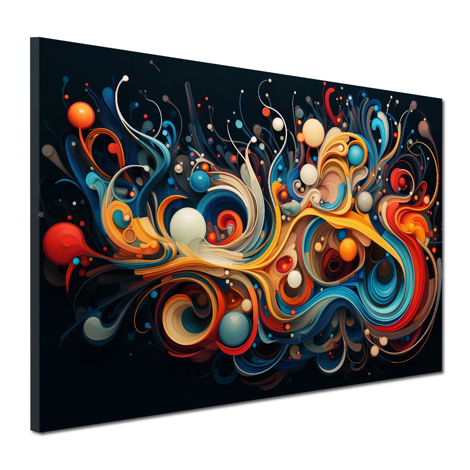 Artedinoi Leinwandbild Black Colour Abstrakt Bunt Linien Kunst Wandbild