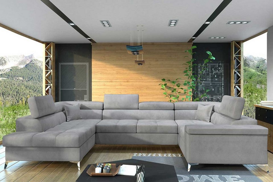 Mf Design Wohnlandschaft Tiya Mit Bettfunktion Großzügige U Form Für