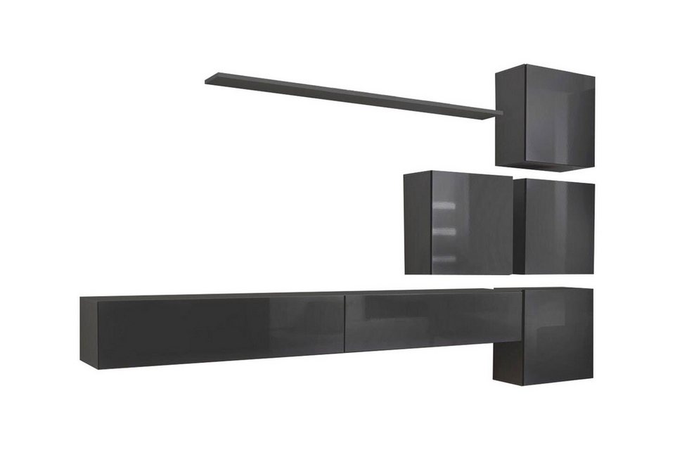 Jvmoebel Wohnzimmer Set Grau Moderne Wohnwand Wohnzimmer Design Tv