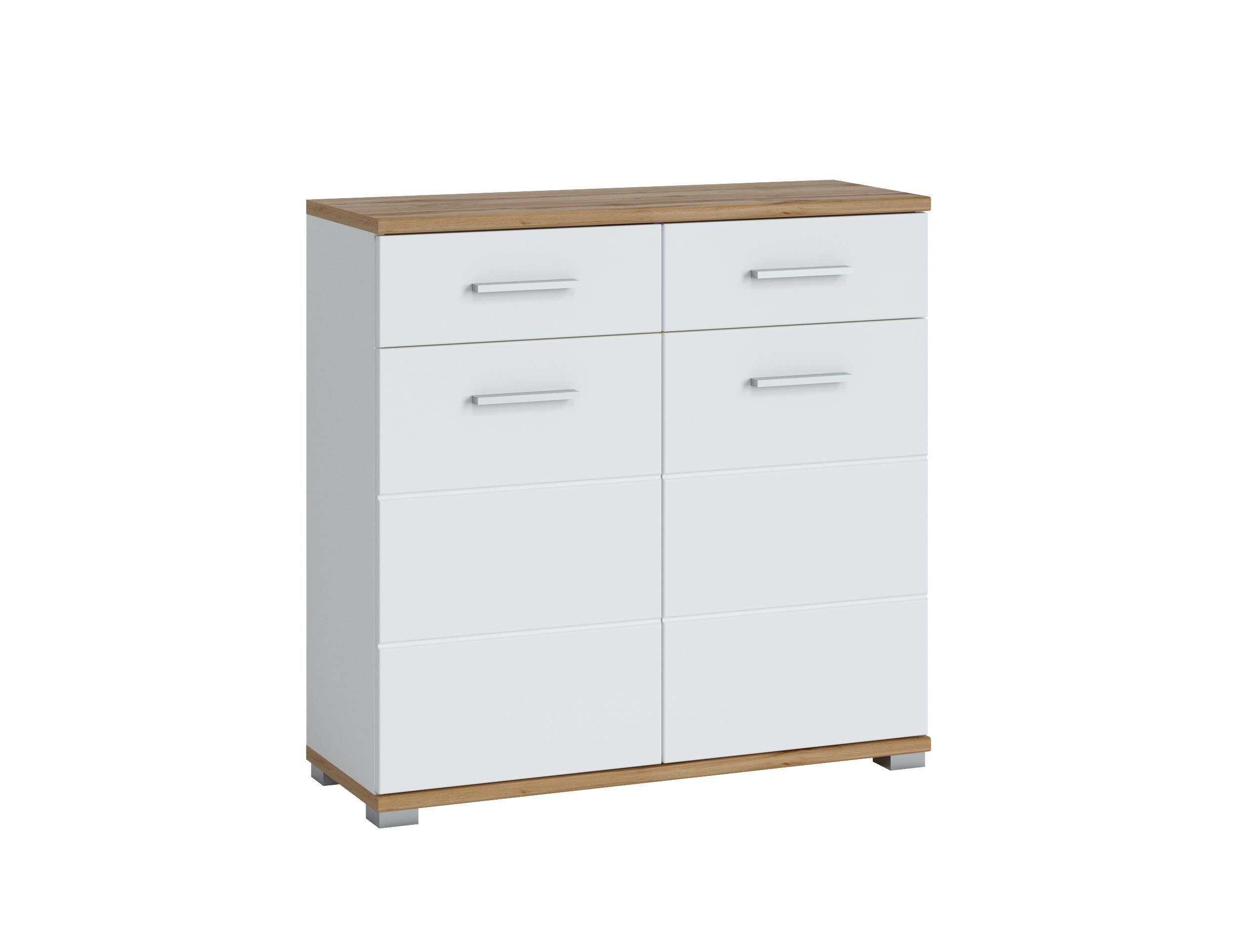 Möbelando Kommode Holg07 In Alpinweisswotan Eichemdf Weiss Hg Mit 2