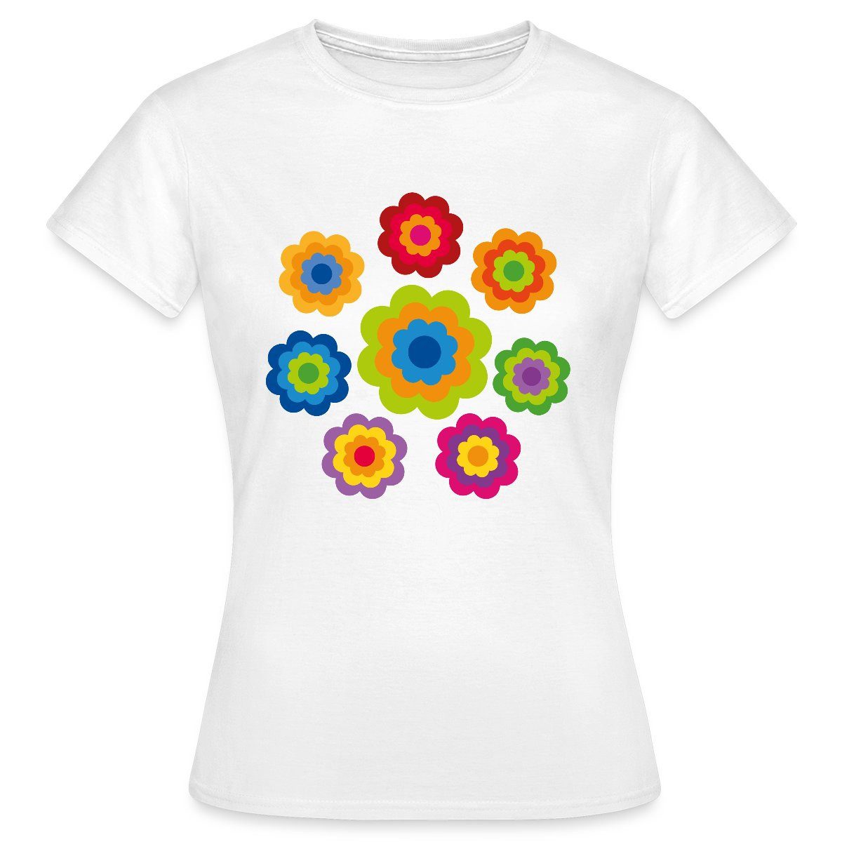 Spreadshirt T-Shirt 70er Jahre Hippie Flower Power Kostüm Blumen Outfit ...