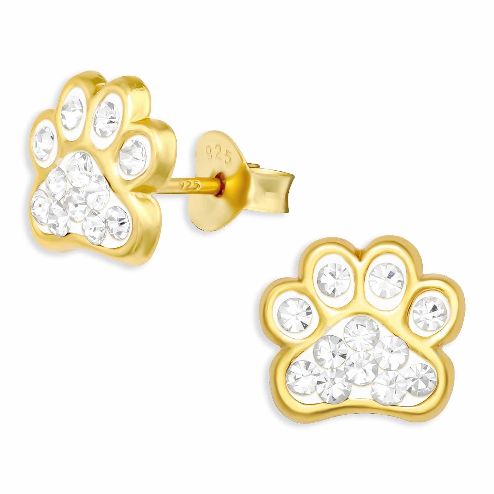 Monkimau Ohrring Set Glitzer Pfoten Ohrringe Aus 925 Silber Gold