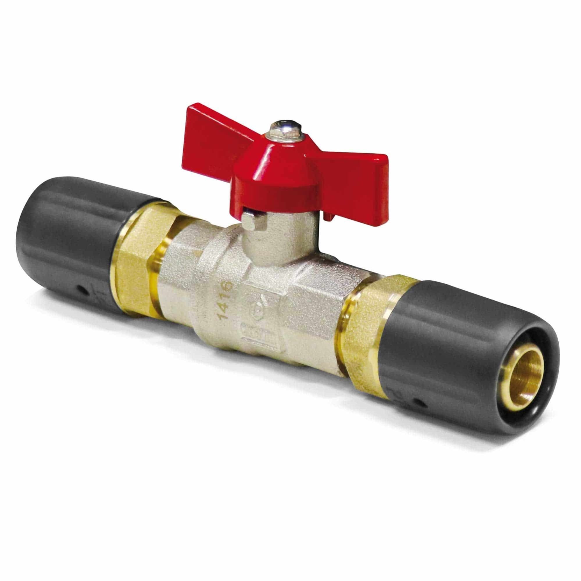 PipeTec Deutschland Steckfitting, Pipetec Steckfitting - Heizungs Kugelhahn mit Knebelgriff rot