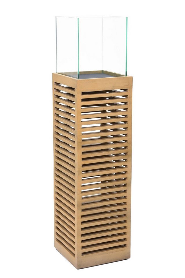 Vivanno Bodenwindlicht Windlichtsäule Windlicht Holz Braun Mit