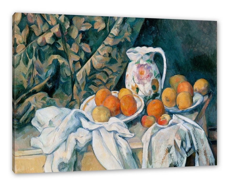 Pixxprint Leinwandbild Paul Cézanne Stillleben Mit Gardine Paul