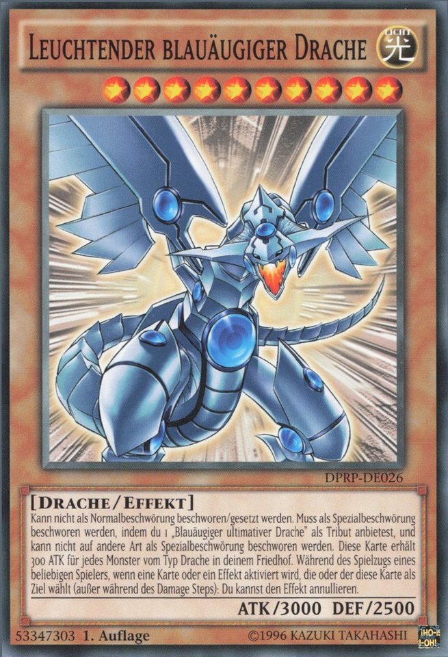 Recollectibles Sammelkarte Yugioh Karte Leuchtender Blauäugiger Drache
