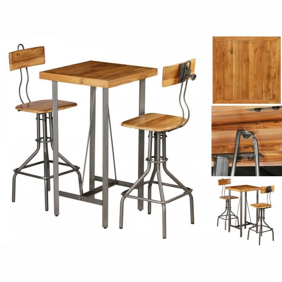 Vidaxl Sitzgruppe Bar Set 3 Tlg Recyceltes Massivholz Teak Hochstühle