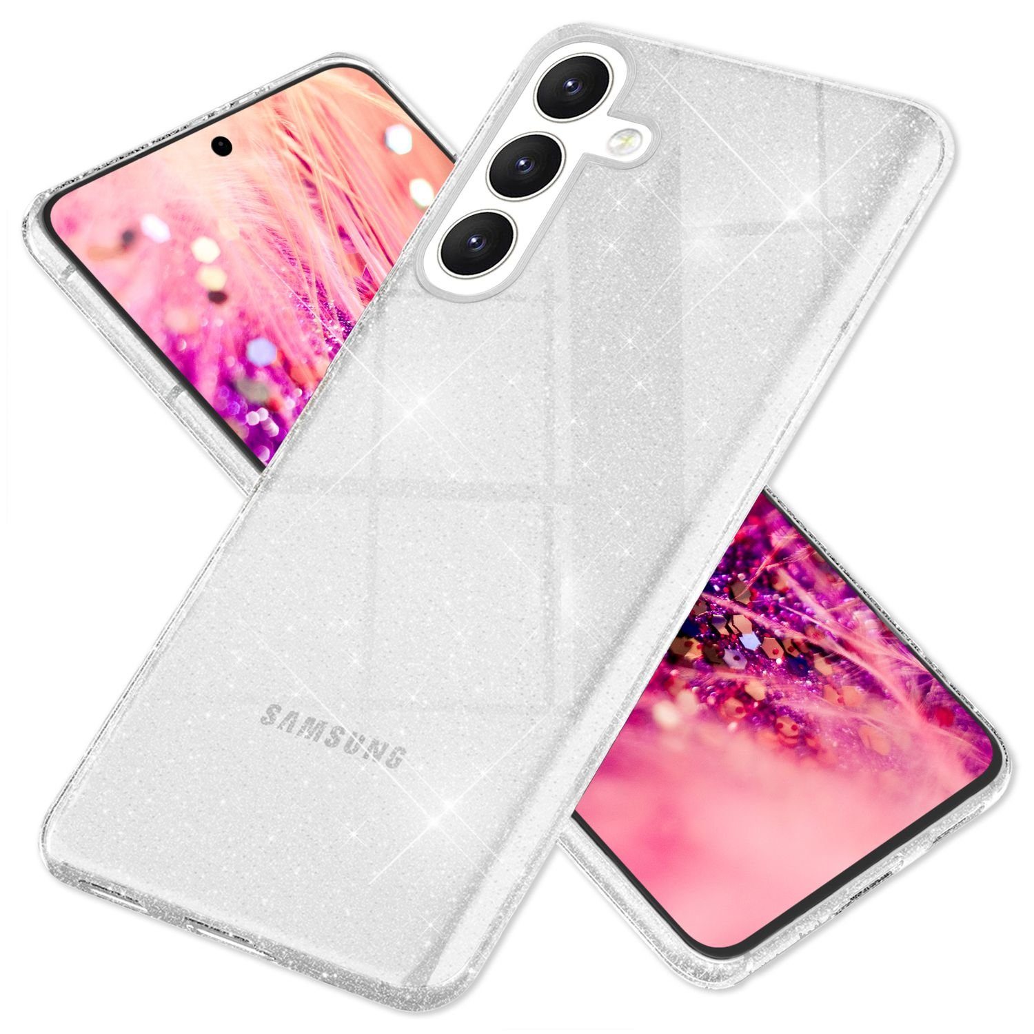 Nalia Smartphone Hülle Samsung Galaxy S24 Klare Glitzer Hülle