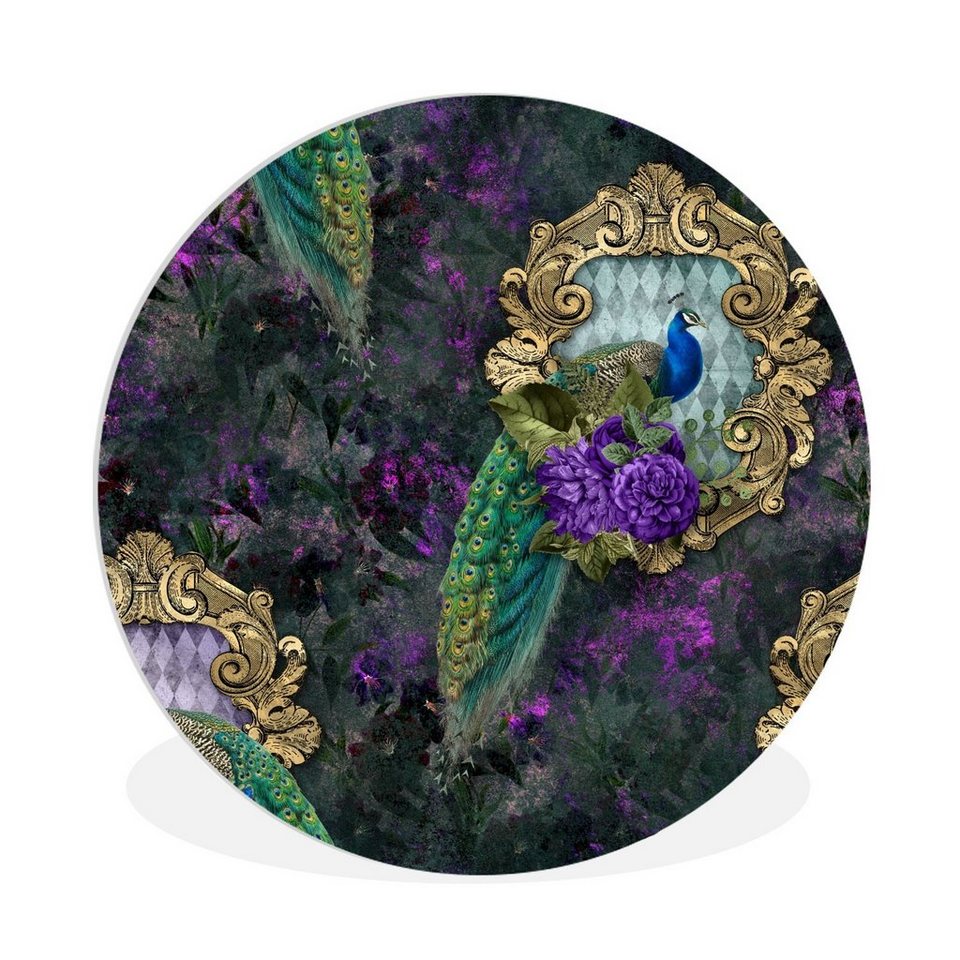 Muchowow Gemälde Muster Lila Pfau 1 St Rundes Wandbild Für