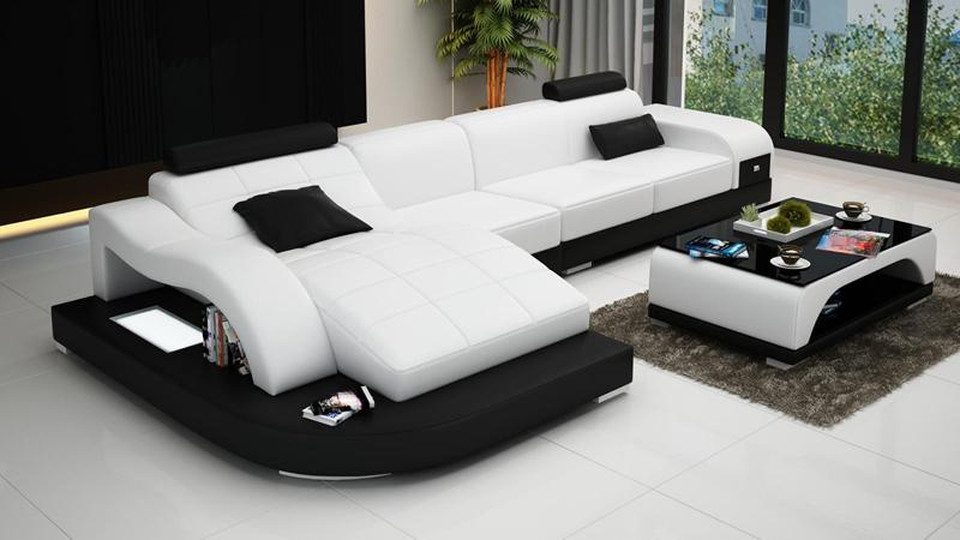 JVmoebel Ecksofa USB Polster Eckgarnitur Wohnlandschaft Eckcouch Design ...