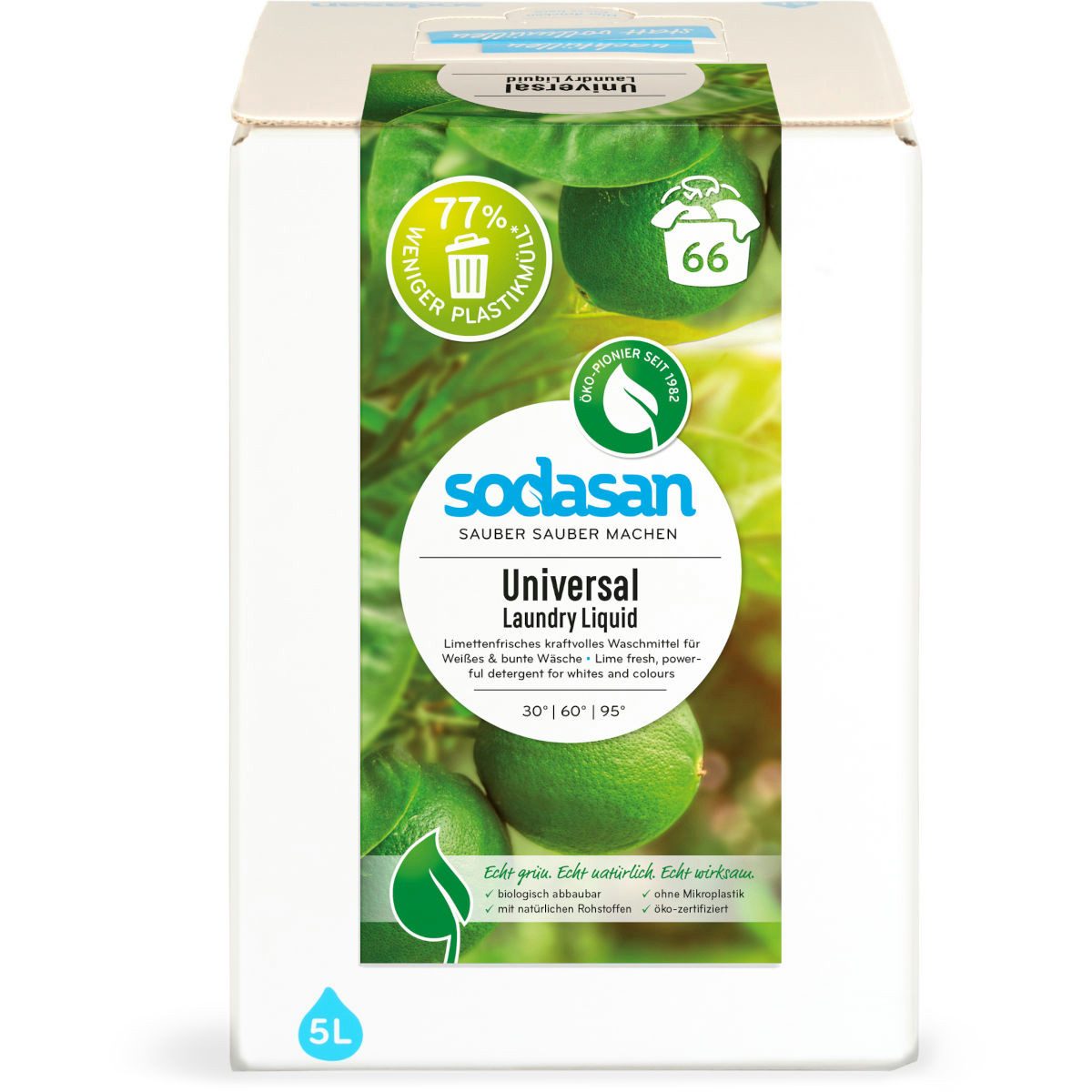 Sodasan SODASAN Universal Waschmittel Limette 5 Liter Colorwaschmittel, Frischer Limettenduft ...