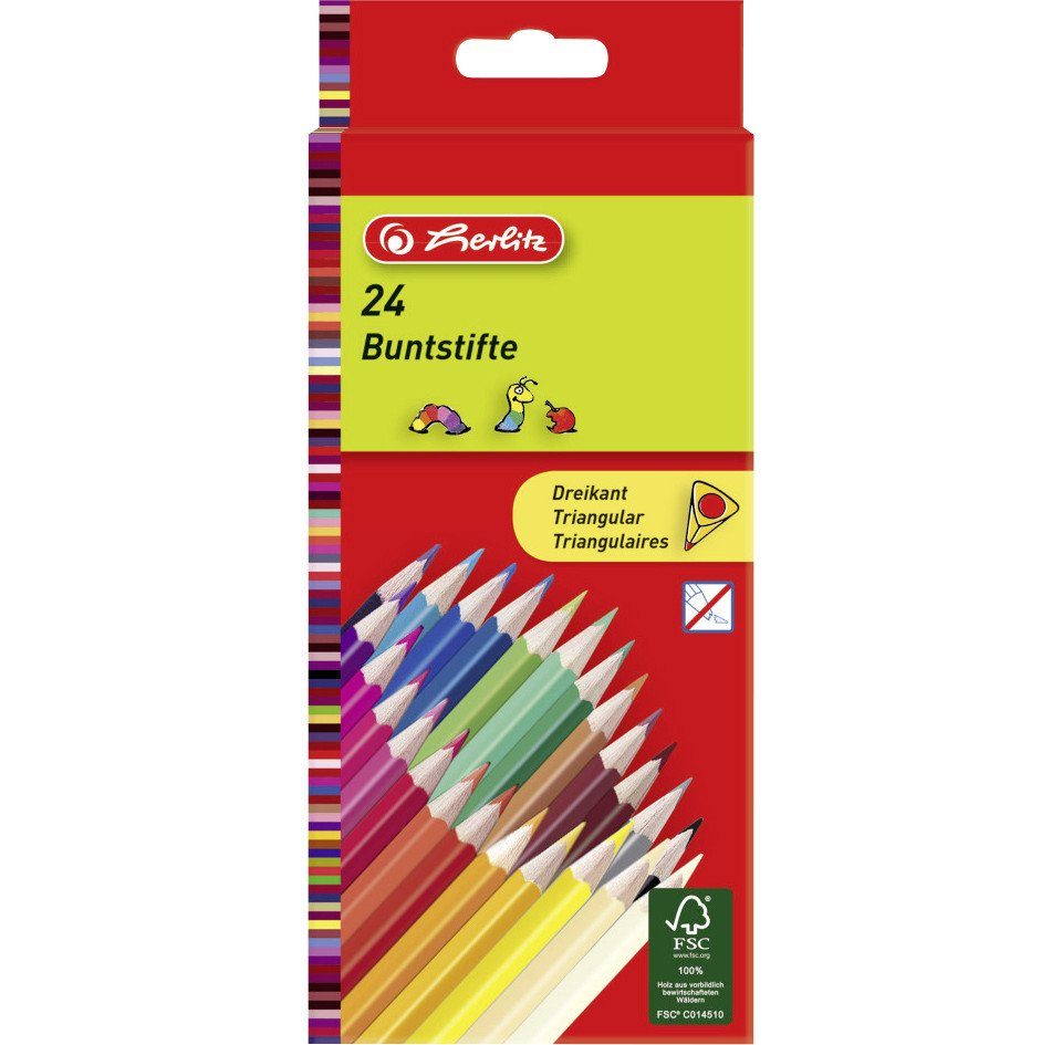 Herlitz Buntstift herlitz Dreikantbuntstifte lackiert 24 Stück, Stärke ...