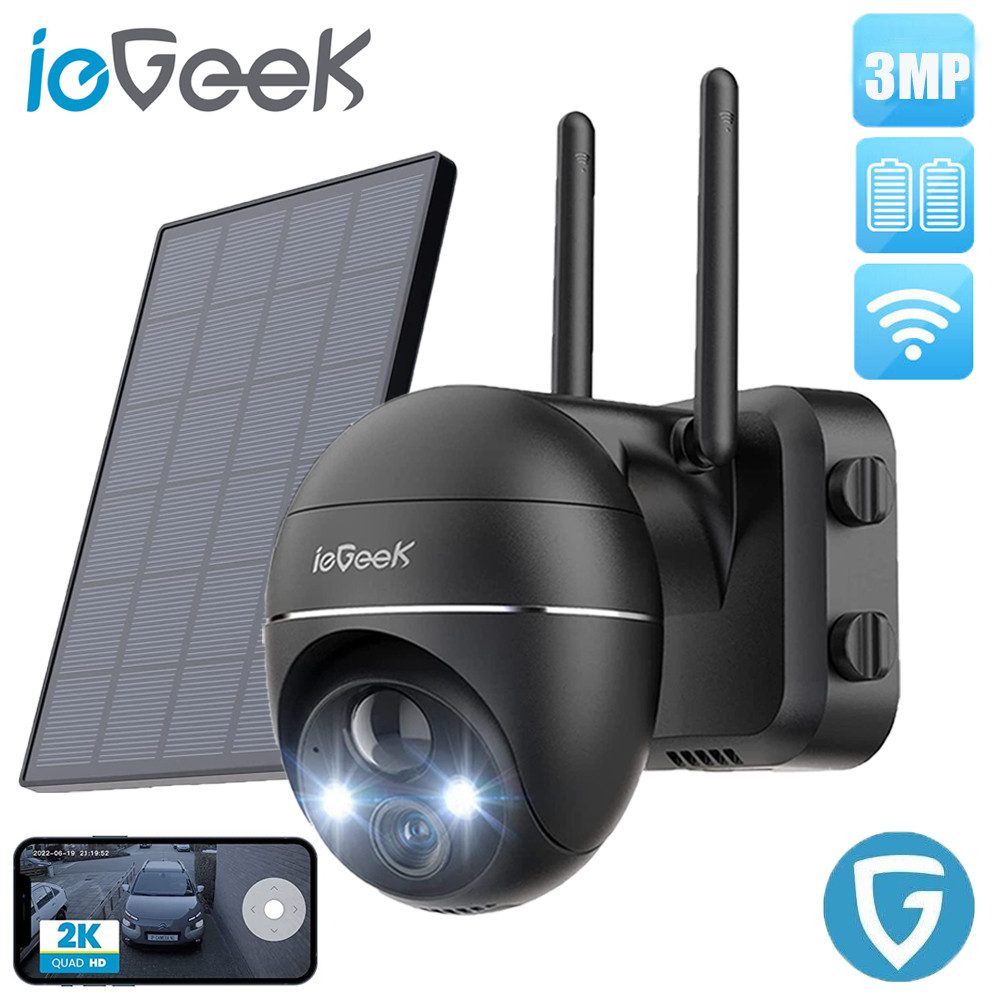 ieGeek 2K 3MP Überwachungskamera Aussen Solar,Kamera Überwachung Überwachungskamera (Aussen ...