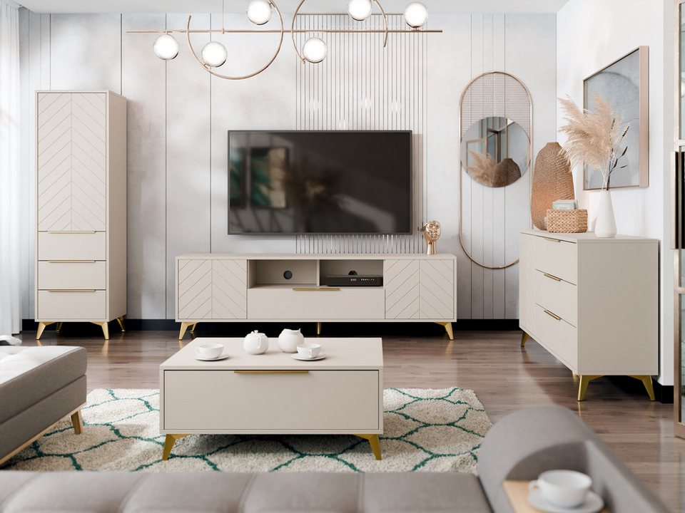 Mirjan24 Wohnzimmer Set Xylix I Kommode Couchtisch Tv Lowboard