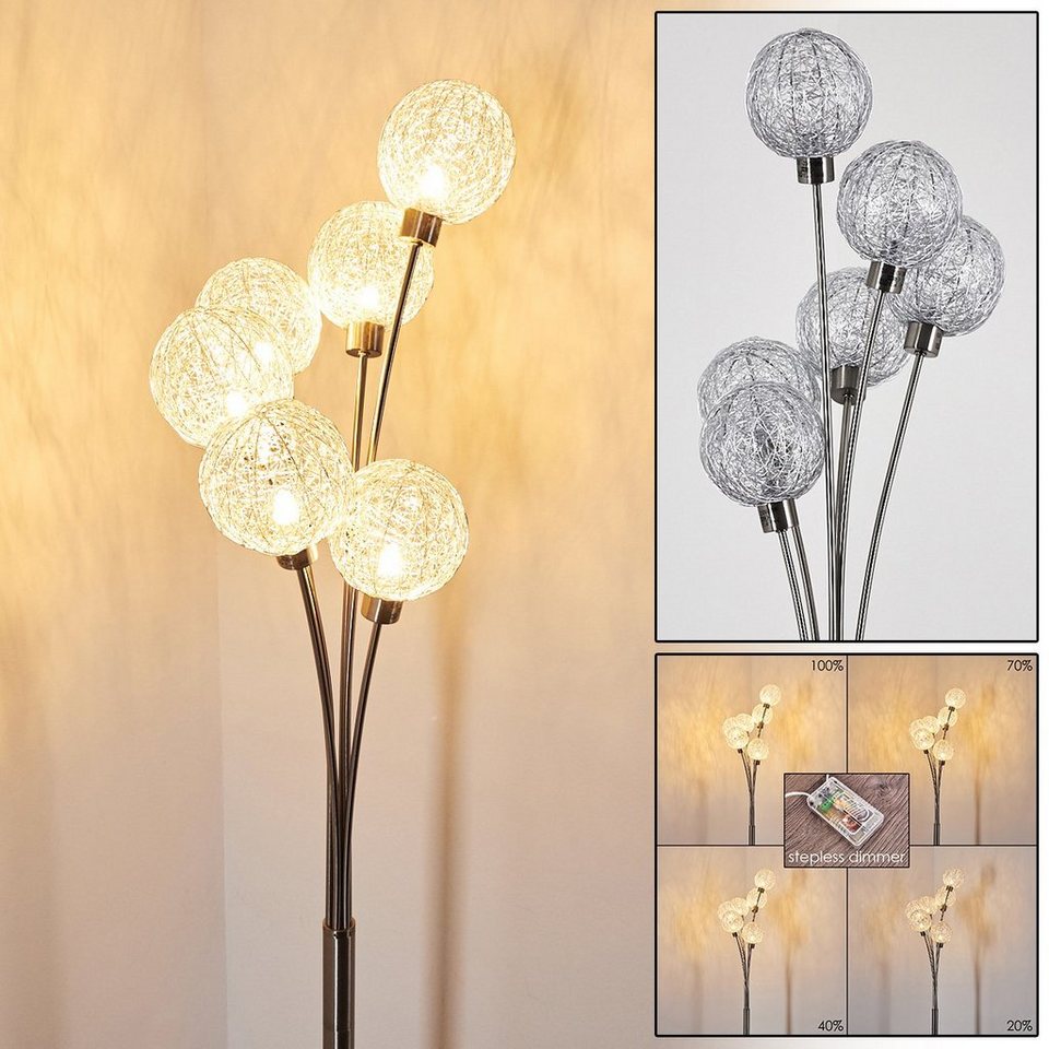 Hofstein Stehlampe Lerici Stufenlos Dimmbar Stehleuchte Nickel Matt