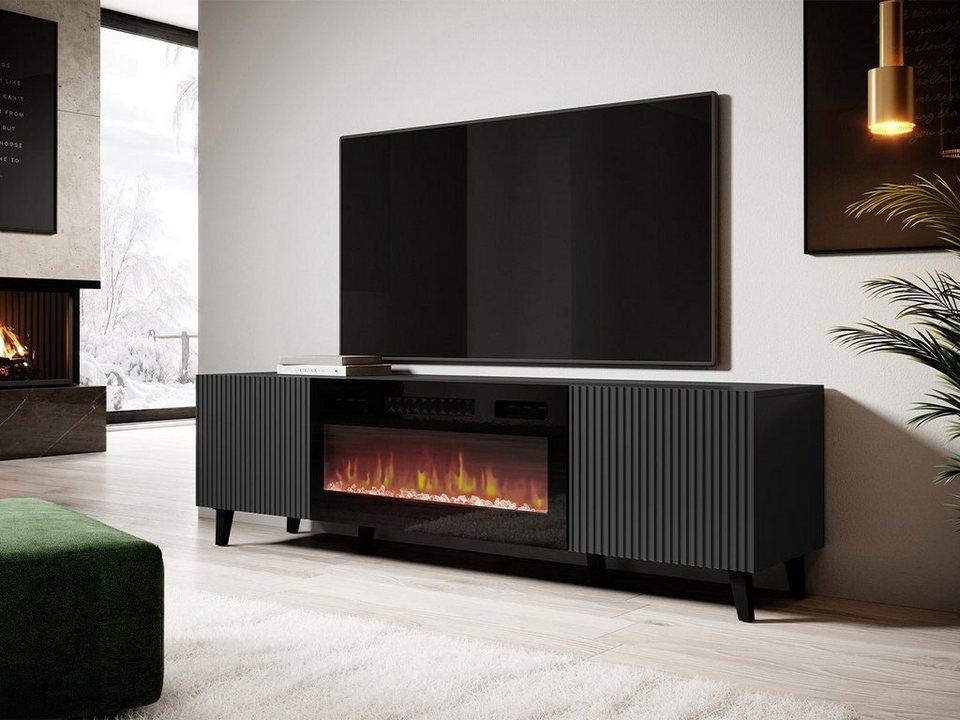 Mirjan24 Tv Schrank Vamos Grey 180 Mit Kamin Mit 2 Türen Fronten