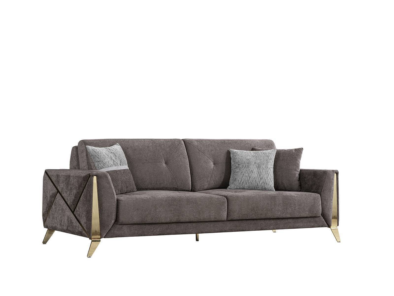 Jvmoebel 3 Sitzer Grauer Dreisitzer Wohnzimmer Luxus Kunstleder 3