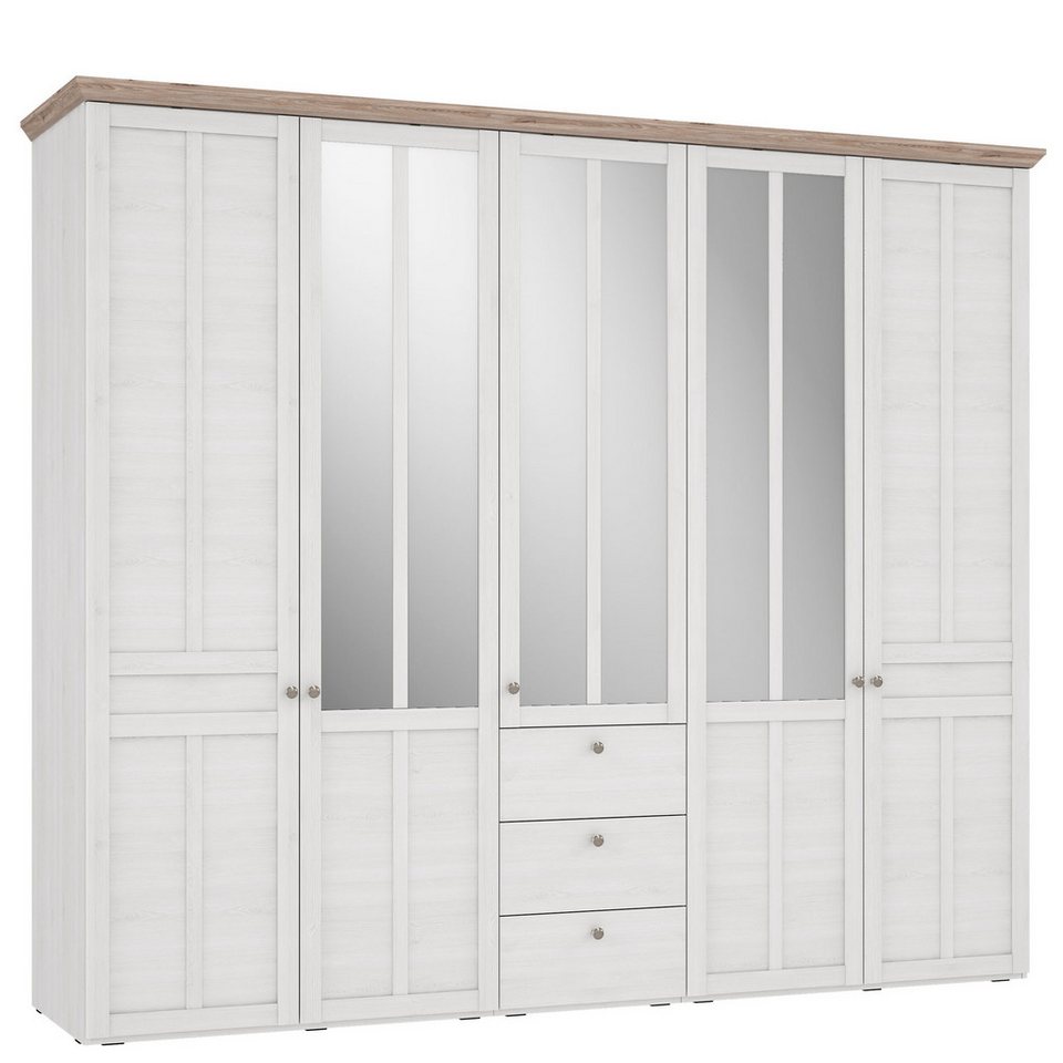 Expendio Kleiderschrank Iliano 3 Schneeeiche Nelson Oak 255x217x62 Cm