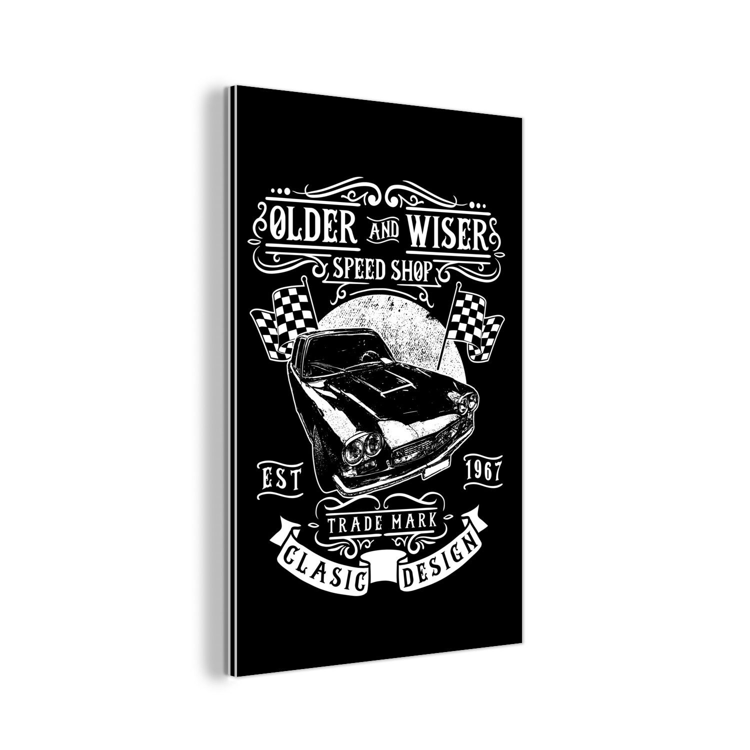 Muchowow Metallbild Mancave Auto Flagge Retro 1 St Alu Dibond