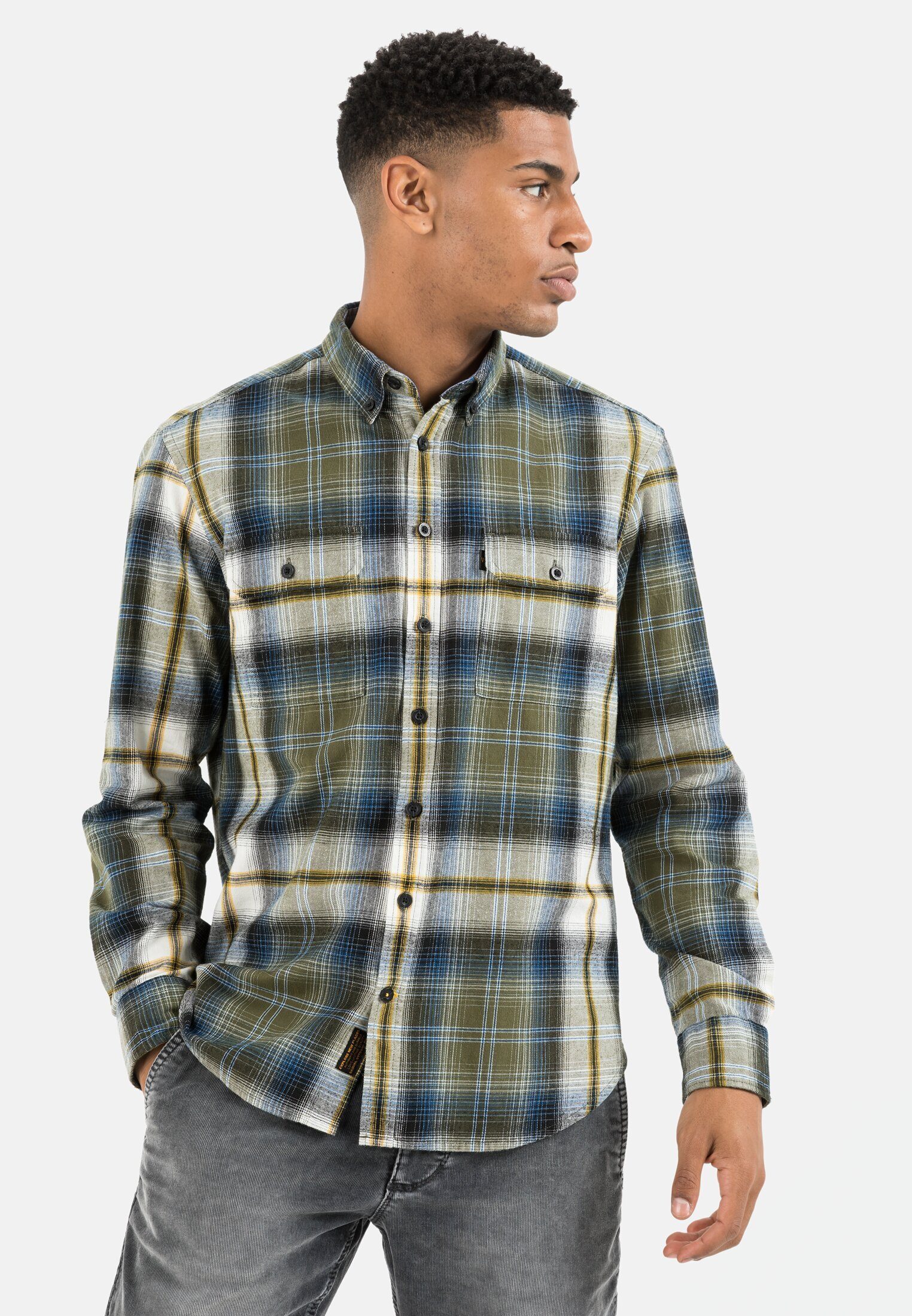 Camel Active Karohemd Langarm Hemd Aus Reinem Organic Cotton Button Down
