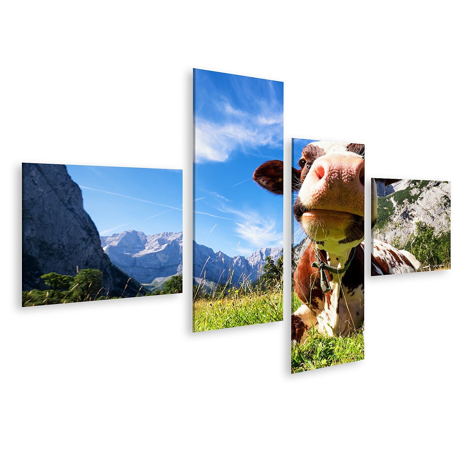 islandburner Leinwandbild Bild auf Leinwand Kühe Auf Das Karwendelgebirge In Österreich Wandbil