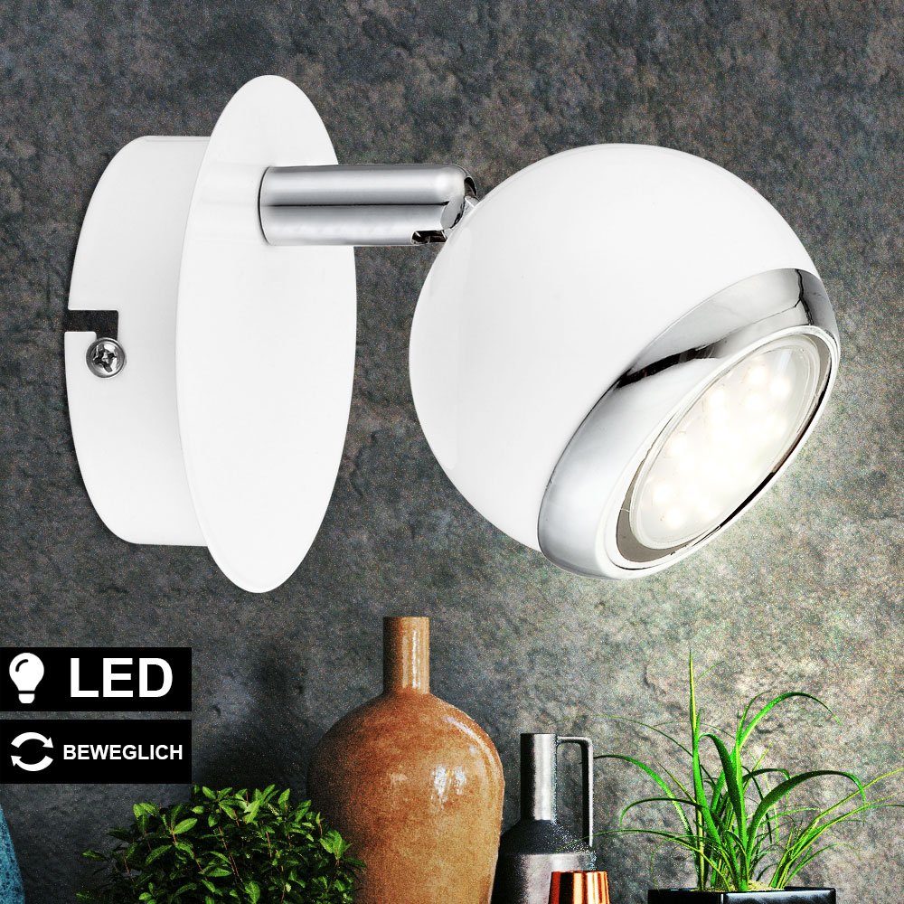 Etc Shop Wandleuchte Led Wand Strahler Lampe Wohn Zimmer Chrom Kugel