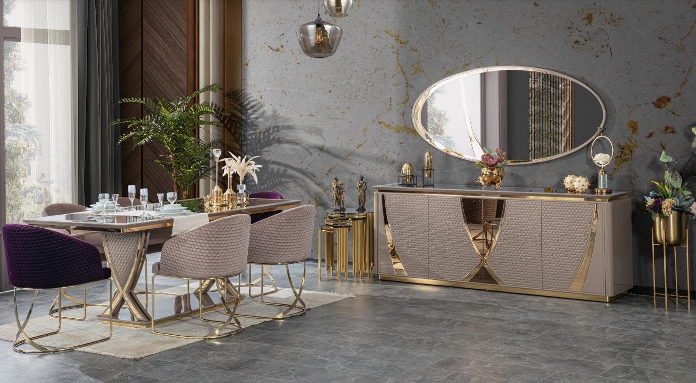 JVmoebel Esszimmer-Set Esszimmer Set Garnitur Tisch 6x Stuhl Kommode ...