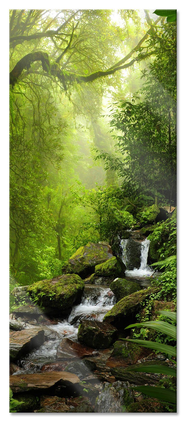 Pixxprint Glasbild Kleinder Wasserfall im Dschungel, Kleinder Wasserfall im Dschungel (1 St ...