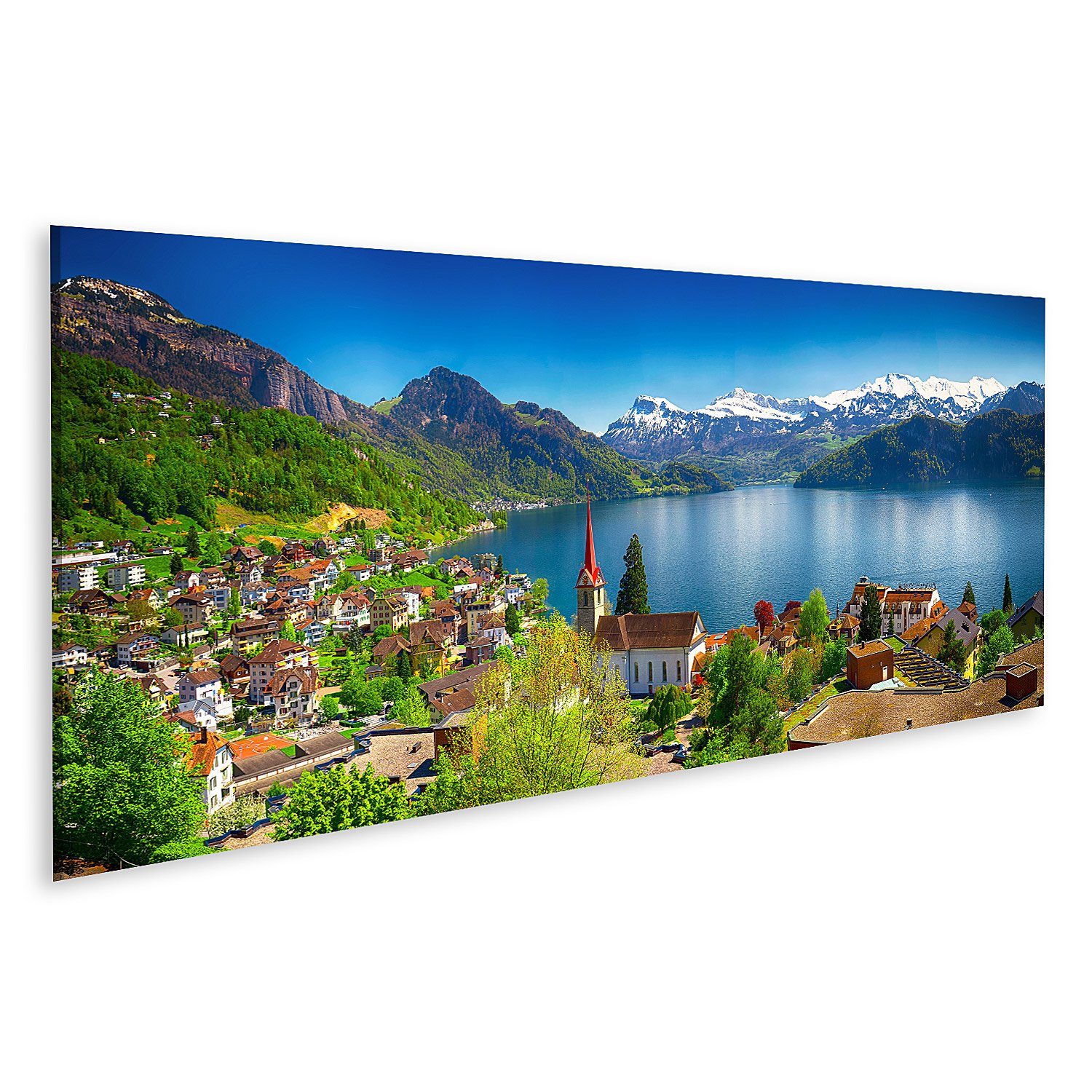 islandburner Leinwandbild Bild auf Leinwand Dorf Weggis Vierwaldstättersee Umgeben Von Schweizer ...