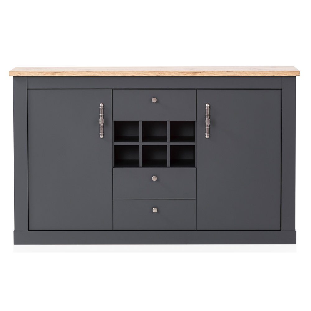Lomadox Sideboard Cesena 61 Im Landhaus Stil In Anthrazit Mit Wotan