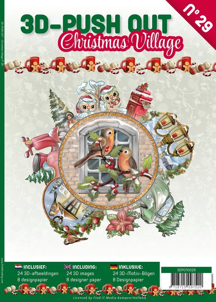 FINDit Motivpapier Stanzbogenbuch Christmas Village, 3D DIN A4 FINDit Motivpapier Stanzbogenbuch Christmas Village, 3D DIN A4