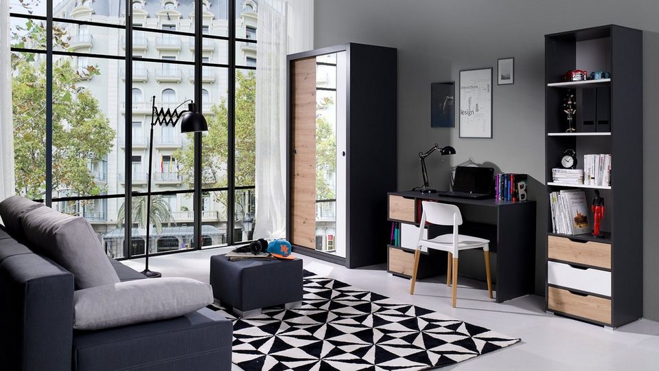 99rooms Jugendzimmer Set Senza Graphit Artisan Eiche Melamin