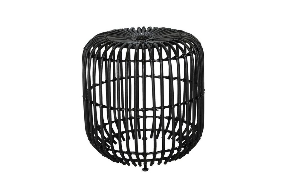 Dynamic24 Wohnzimmertisch Rattan Beistelltisch Schwarz Couchtisch