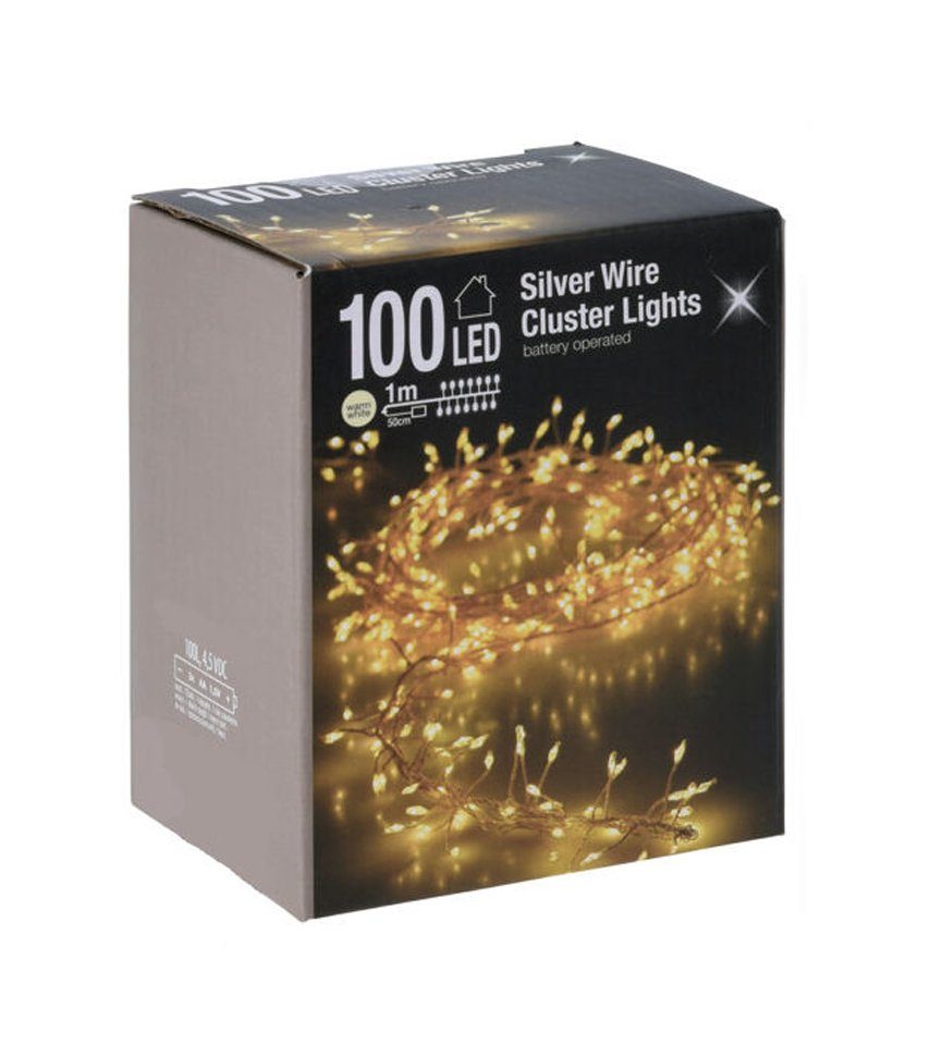 Spetebo Lichterkette Silver Wire CLUSTER Lights - 100 LED
