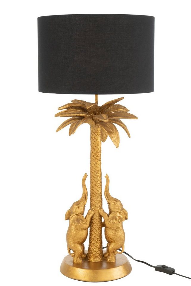 Gilde Dekoobjekt Handgefertigte Polyresin Lampe Palme And Elefant In