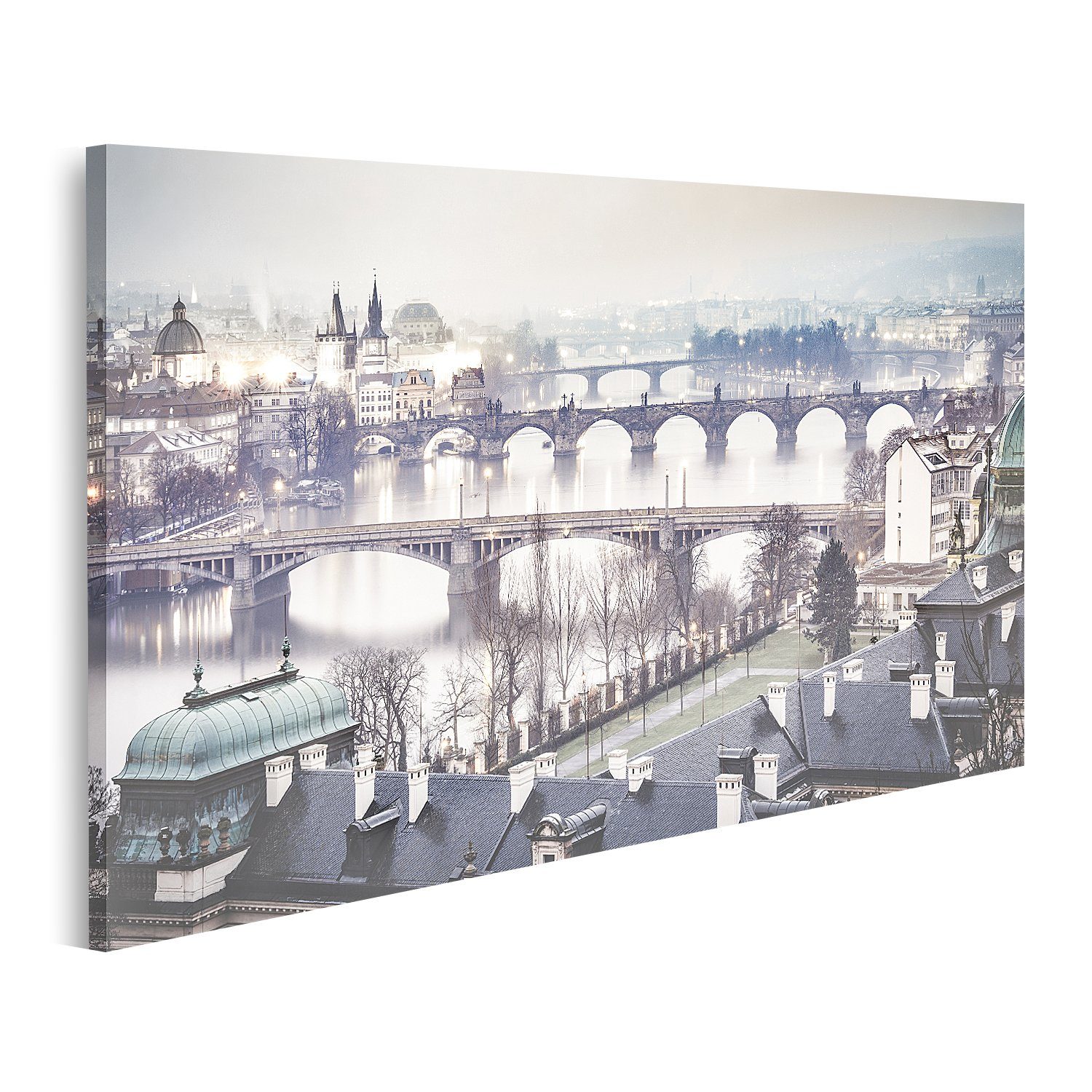 islandburner Leinwandbild Bild auf Leinwand Prag Und Moldau Von Letna Hill Romantische Aussicht