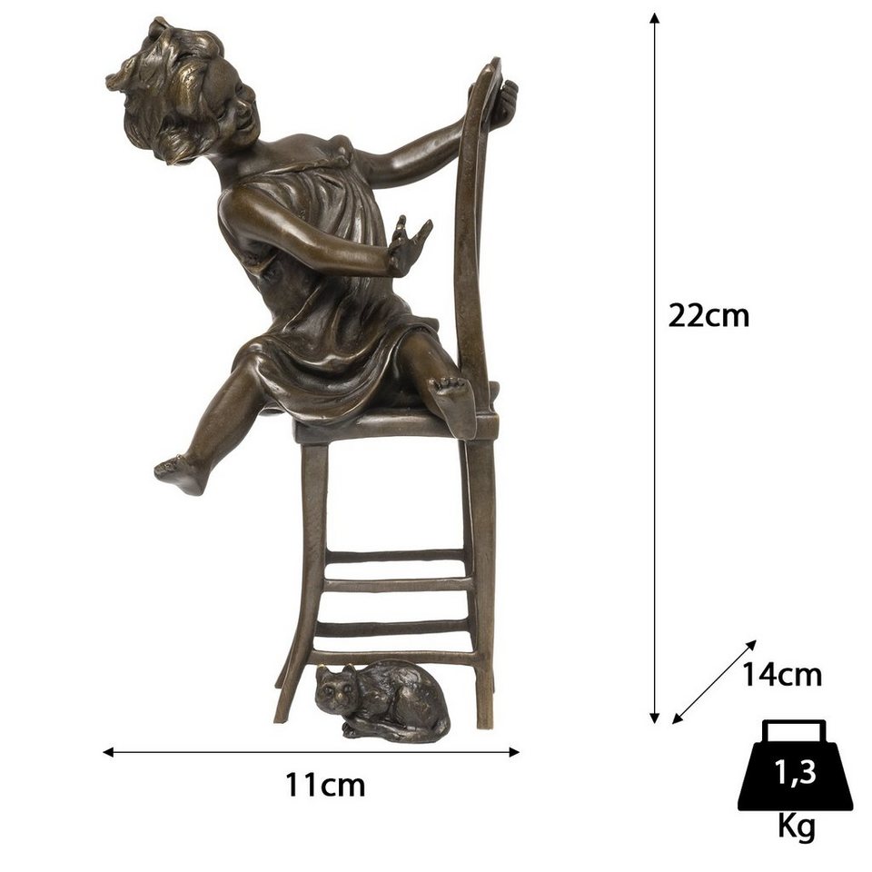 Moritz Skulptur Glückliche Katze Und Mädchen Bronzefiguren Bronze
