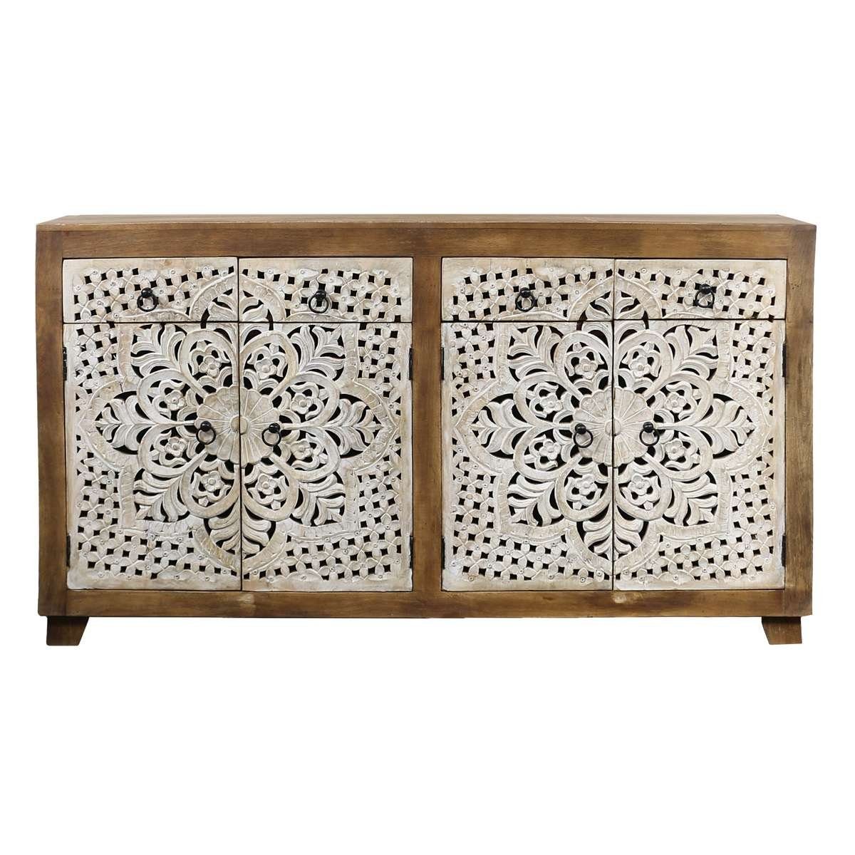 Oriental Galerie Unterschrank Whitewash Natur Sideboard Fares Indien 160 Cm