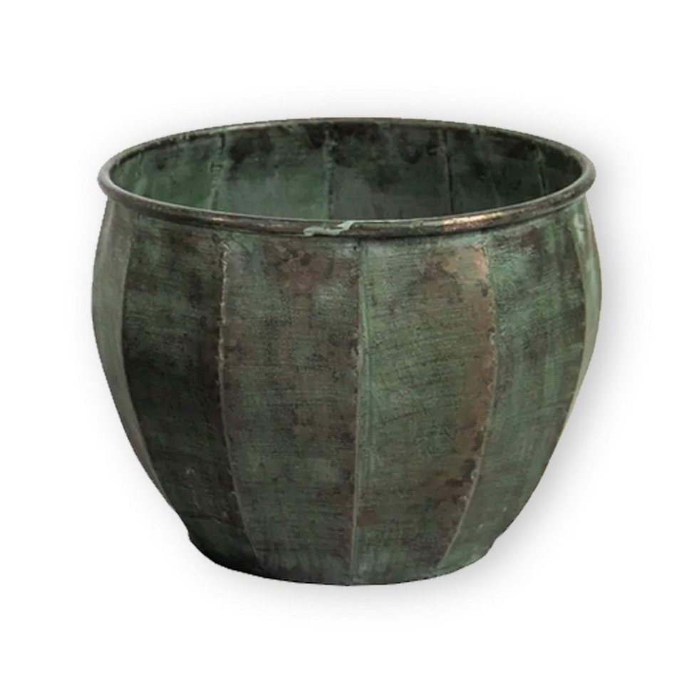 Colourliving Blumentopf Pflanztopf Zinktopf Belly Serie Old Green