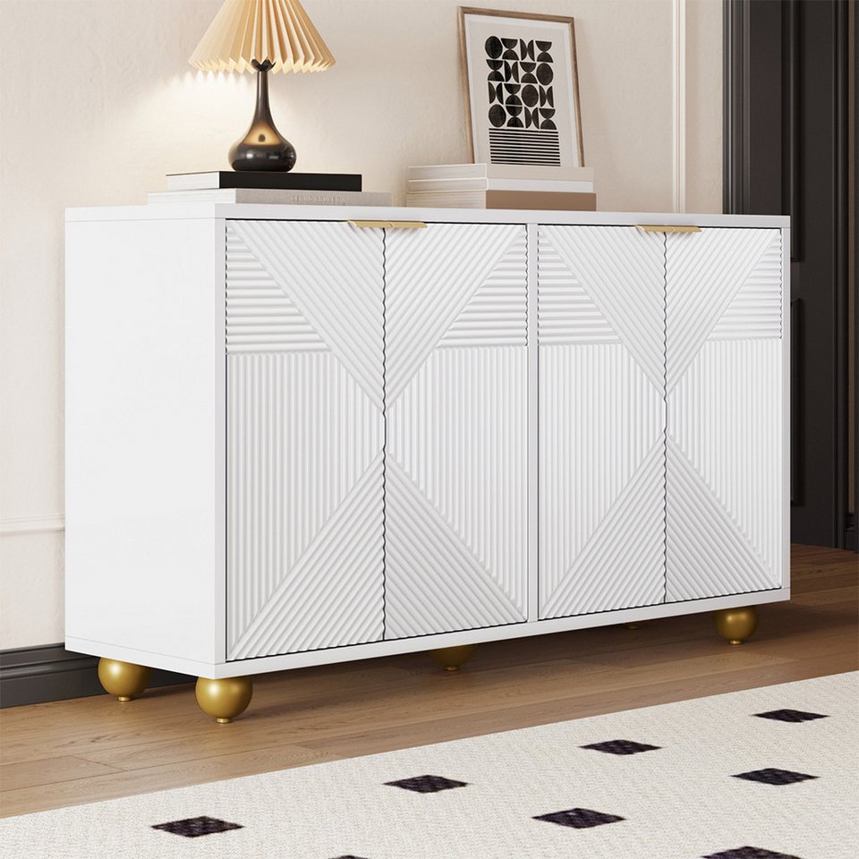 Xdeer Sideboard Sideboard Mit Vier Geformten Türen Verstellbaren
