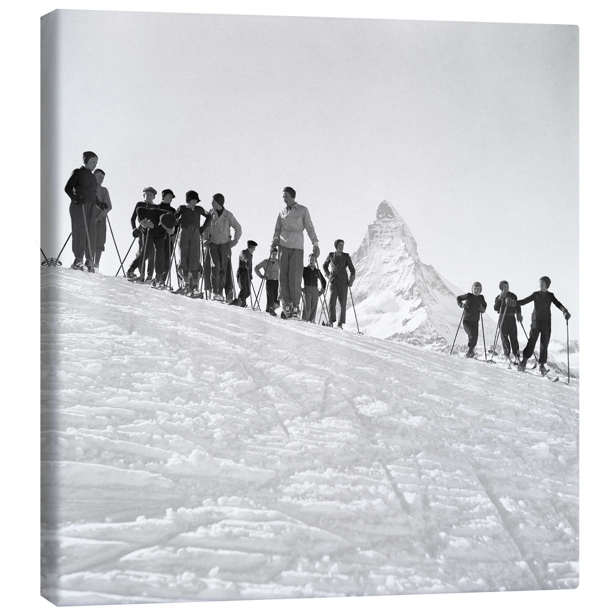 Posterlounge Leinwandbild Vintage Ski Collection Skiunterricht